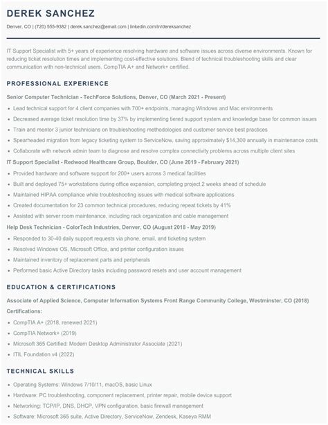 Computer Technician Resume Examples And Templates 2025 Resume Ai