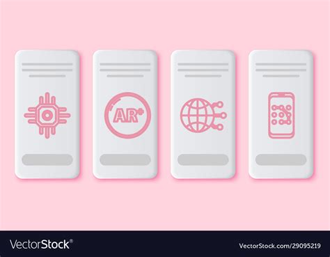 Set Line Processor Ar Augmented Reality Global Vector Image