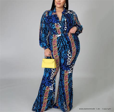 Neuheiten 2026 Curvy Jumpsuit Glitzer Einteiler Elegant Lang In Blau