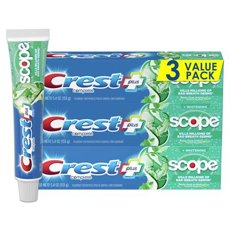 Crest Complete Whitening Plus Scope Toothpaste Minty Fresh Net Wt 6 2 Oz 175 G Pack Of 3