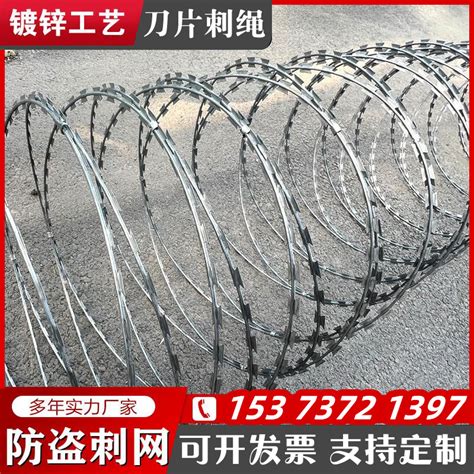 防盗刀片刺绳围墙网监狱防护网镀锌刺丝滚笼铁蒺藜不锈钢防攀爬刺 淘宝网