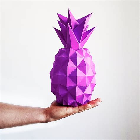 3d Paper Pineapple Template Diy Low Poly Fruit Decor Digital Download