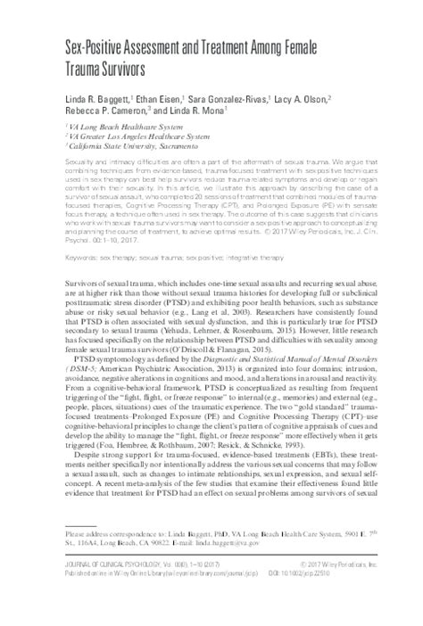 Pdf Sex Positive Assessment And Treatment Among Female Trauma Survivors