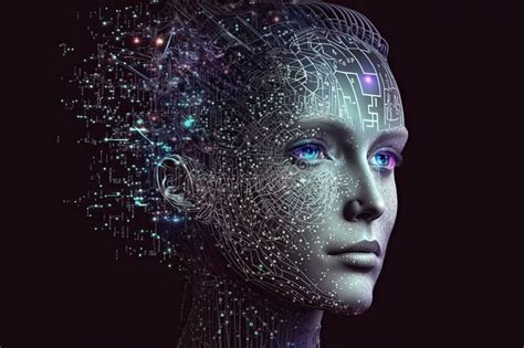 Generative Ai Futuristic Face Female Humanoid Robot A Technological