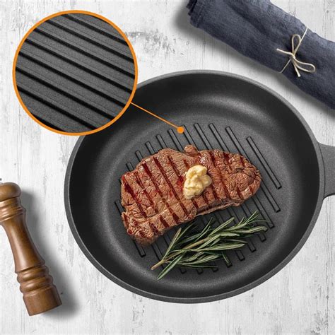 Winsdom Non Stick Griddle Pan With Lid For Induction Hob 26cm Round Grill Pan Steak Frying Pan