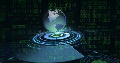 Image Of Globe With Binary Coding And Data Processing Over Dark