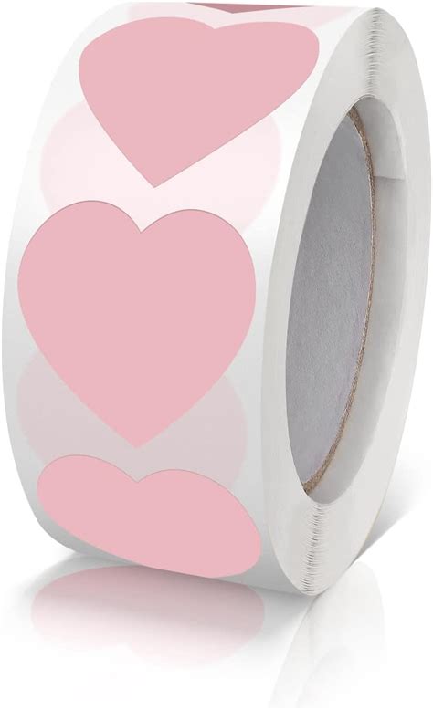 Heart Stickers Pink 1 Inch Valentines Day Love Shape
