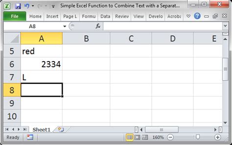 Simple Excel Function To Combine Text With A Separator