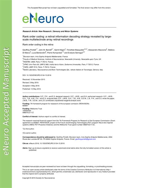 Pdf Rank Order Coding A Retinal Information Decoding Strategy