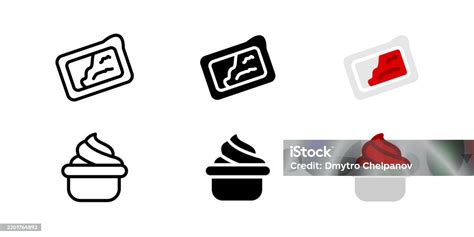 소스 케첩 아이콘입니다 토마토 기반 조미료 기호입니다 패스트 푸드 디핑 소스 벡터 일러스트 레이 션 작은 패킷과 컵 픽토그램 감자 튀김 버거 및 스낵을 위한 토핑 소스 0