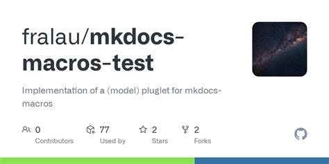 Github Fralaumkdocs Macros Test Implementation Of A Model Pluglet For Mkdocs Macros