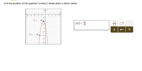 Find The Equation Of The Quadratic Function Whose Graph Is Shown Below F 18138