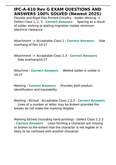 Ipc A 610 Rev G Exam Questions And Answers 100 Solved Newest 2025 Ipc A 610 Rev G Stuvia Us