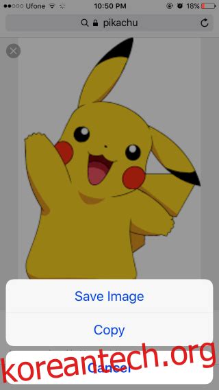 Ios 10의 Safari에서 연결된 이미지를 저장하는 방법