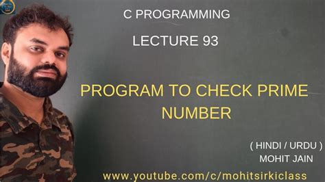 C Programming Lecture 93hindiurdu Program To Check Prime Number