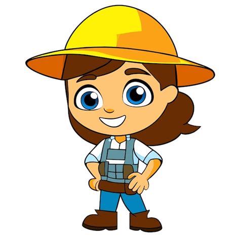 Premium Vector Girl Builder Uniform Constructor Hand Drawn Flat