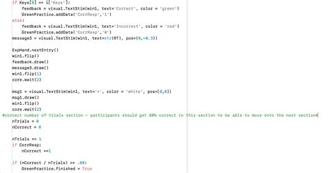 Correct Response Count And Re Doing The Trial Coding Psychopy