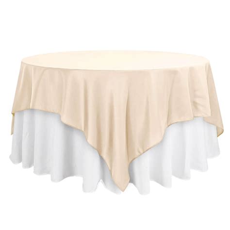 Polyester Square Overlay 90x90 Beige Tableclothsfactory