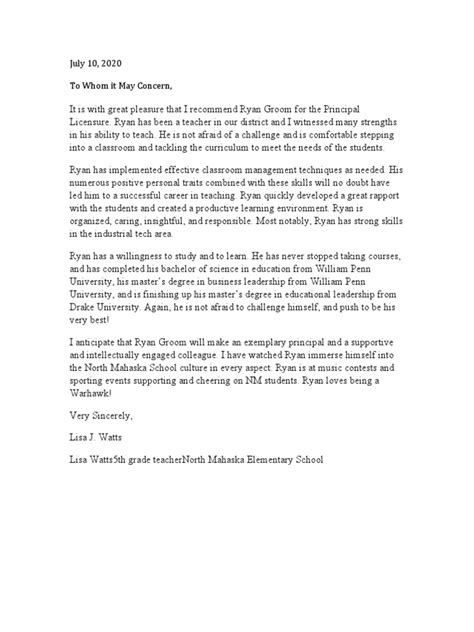 Letter Of Recom Pdf