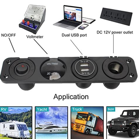 차량용 로커 스위치 담배 라이터 12v 전원 소켓 듀얼 Usb 충전기 디지털 전압계 포함 4in1 제품 핸드폰닷컴