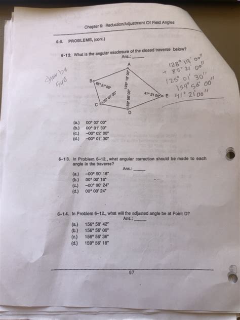 Solved Chapter Reduction Adjustment Of Field Angles Chegg Com