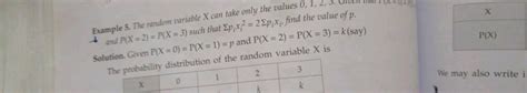 Example 5 The Random Variable X Can Take Only The Values 0123 Give P