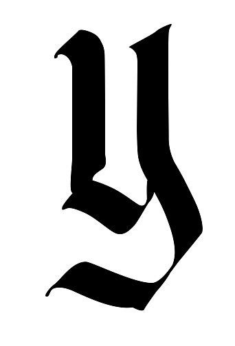 편지 Y 고딕 양식의 스타일 벡터 알파벳 기호는 황금 배경에서 격리됩니다 서예와 글자 중세 라틴어 문자 회사의 로고 모노 그램 문신에 대한 우아한 글꼴 고딕 양식에 대한