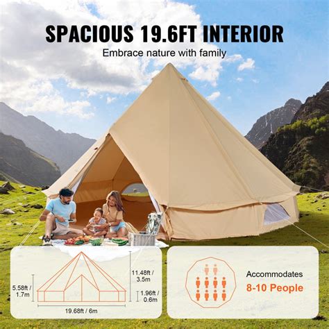 Vevor Canvas Bell Tent 4 Seasons 6 M 19 68 Ft Yurt Tent Canvas Tent For Camping With Stove