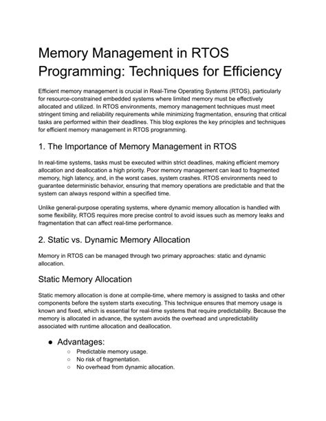 Ppt Memory Management In Rtos Programming Techniques For Efficiency Powerpoint Presentation