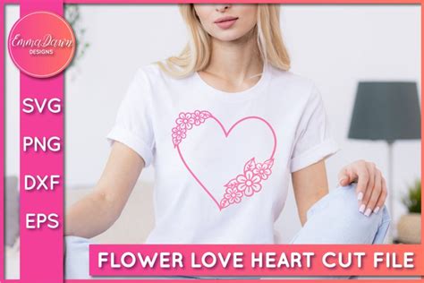 Flower Love Heart Svg Love Heart Cut File