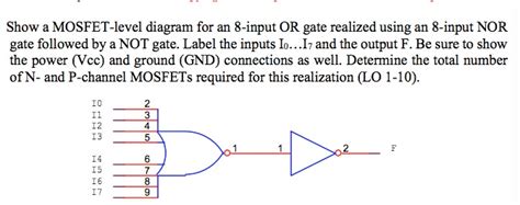Solved Show A Mosfet Level Diagram For An 8 Input Or Gate