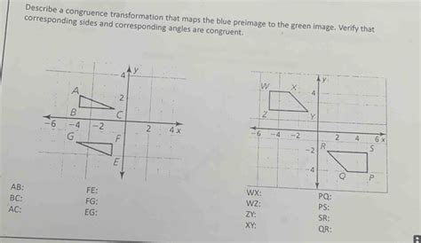 Describe A Congruence Transformation That Maps The Blue Preimage To The Green Image Verif [math]