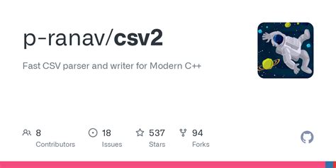 Github P Ranavcsv2 Fast Csv Parser And Writer For Modern C