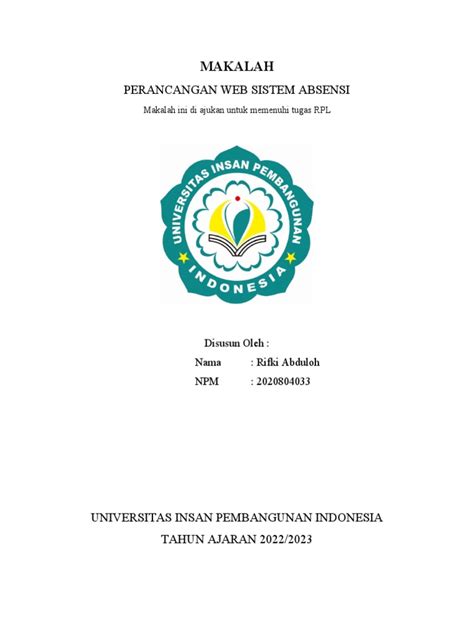 Tugas Rpl Makalah Perancangan Web Sistem Absensi Pdf