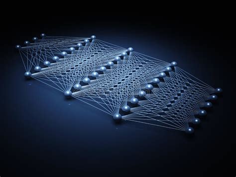 Modelo 3d Da Rede Neural Profunda Artificial Ilustração Stock Ilustração De Cérebro Preto