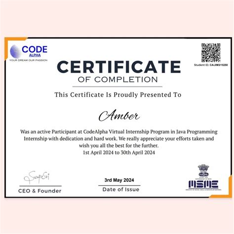 Amber Dubey On Linkedin Java Codealpha Internshipcomplete