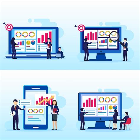 Premium Vector Set Bundle Modern Flat Design Of Data Analysis Concept Vector