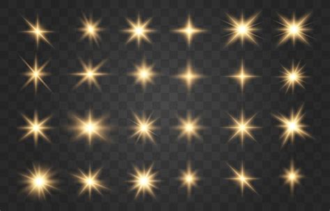 골드 스파크 세트 격리 벡터 빛나는 별입니다 빛 효과 금 광선과 조명 황금 빛나는 플래시 밝은 금이 깜박이고 눈부심 빛의 밝은