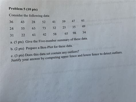 solved problem 5 10 pts consider the following data 36 43
