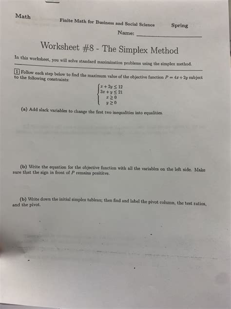 Solved Math Finite Math For Business And Social Science
