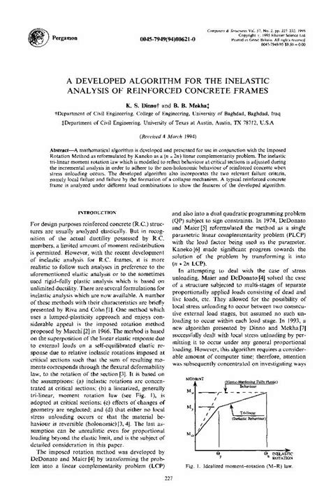 Pdf A Developed Algorithm For The Inelastic Analysis Of Reinforced