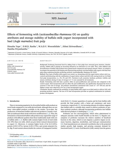 PDF Effects Of Fermenting With Lacticaseibacillus Rhamnosus GG On Quality Attributes And