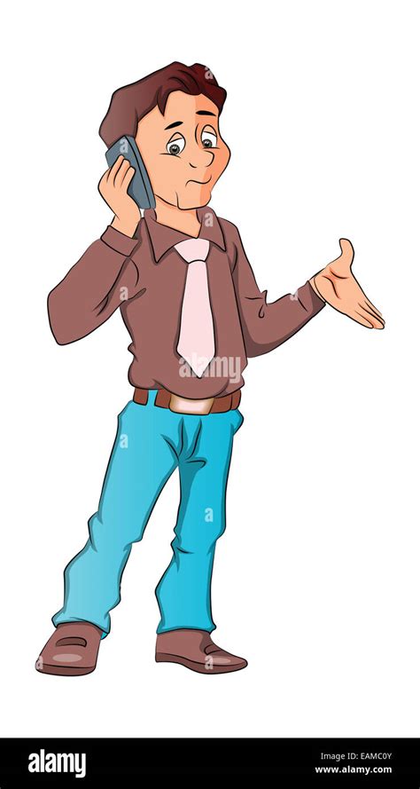 Man Using A Cellphone Vector Illustration Stock Photo Alamy