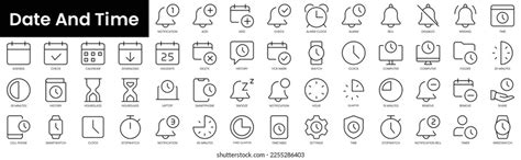 Set Outline Date Time Icons Minimalist Stock Vector Royalty Free 2255286403 Shutterstock
