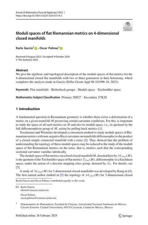 Pdf Moduli Spaces Of Flat Riemannian Metrics On 4 Dimensional Closed