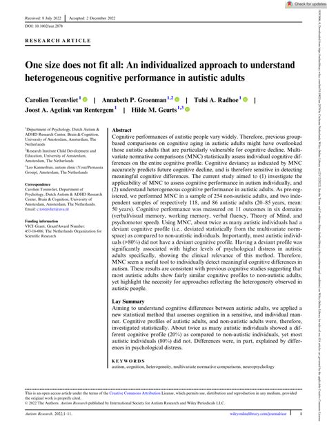 Pdf One Size Does Not Fit All An Individualized Approach To Understand Heterogeneous