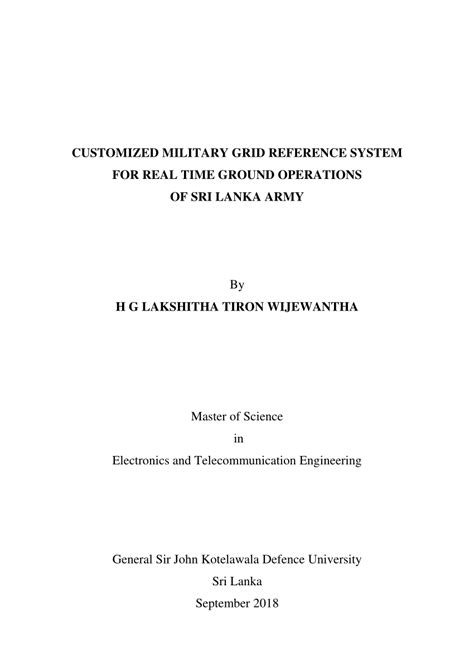 PDF CUSTOMIZED MILITARY GRID REFERENCE SYSTEM FOR REAL TIME GROUND OPERATIONS OF SRI LANKA ARMY