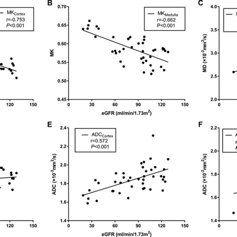 correlations between cortical and medullary diffusion parameters and