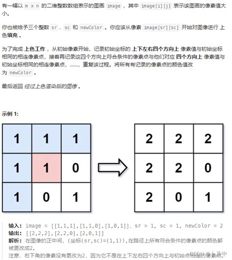 【算法】bfs与dfs算法解决floodfill（图像渲染、岛屿问题、区域）问题（c）bfs 和 Dfs结合的flood Fill 算法 Csdn博客