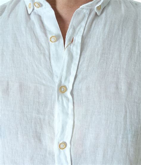 Мъжка бяла ленена риза елегантна Елегантни Мъжки ризи 100 лен модели